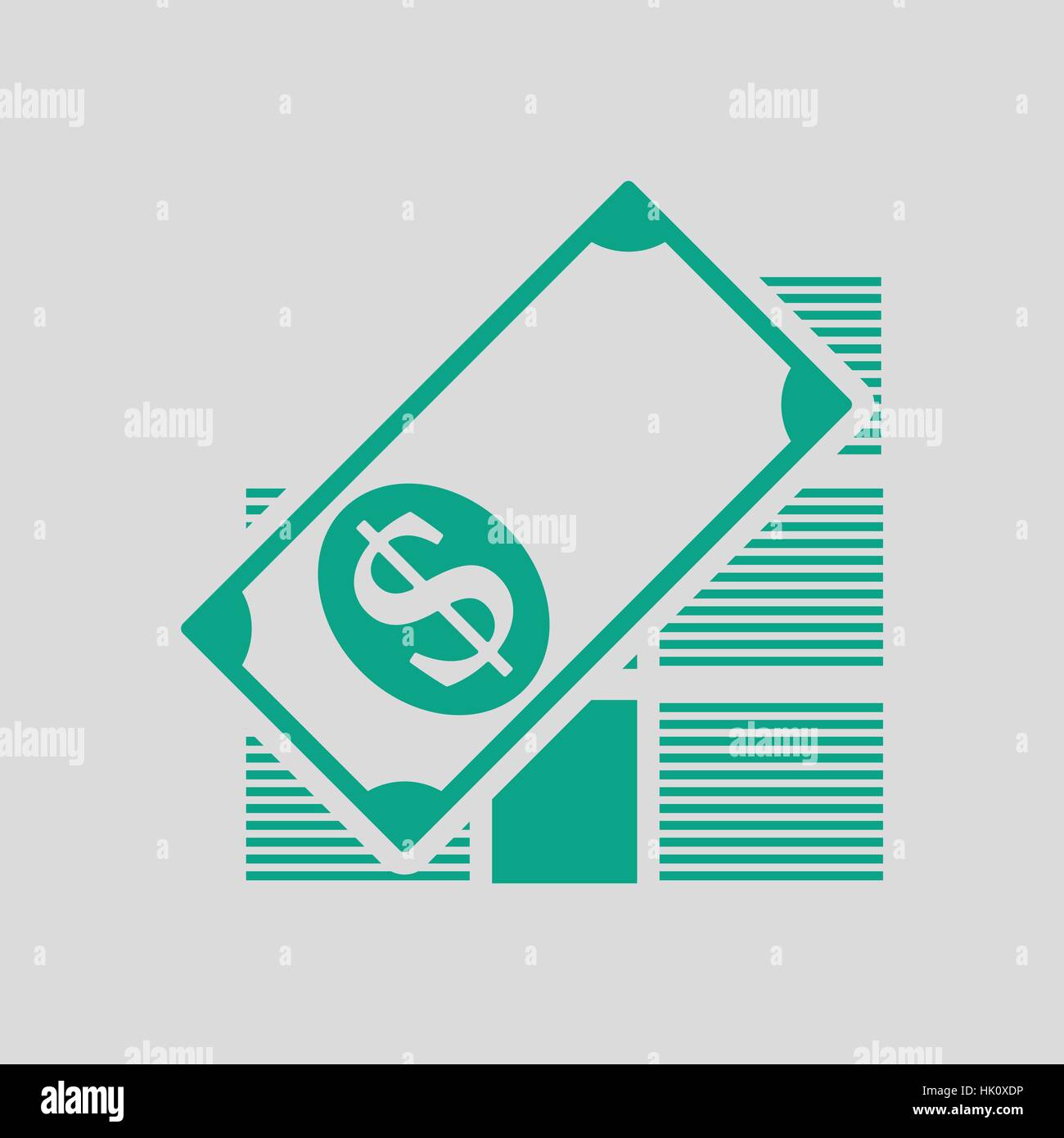Stack of banknotes icon. Gray background with green. Vector ...