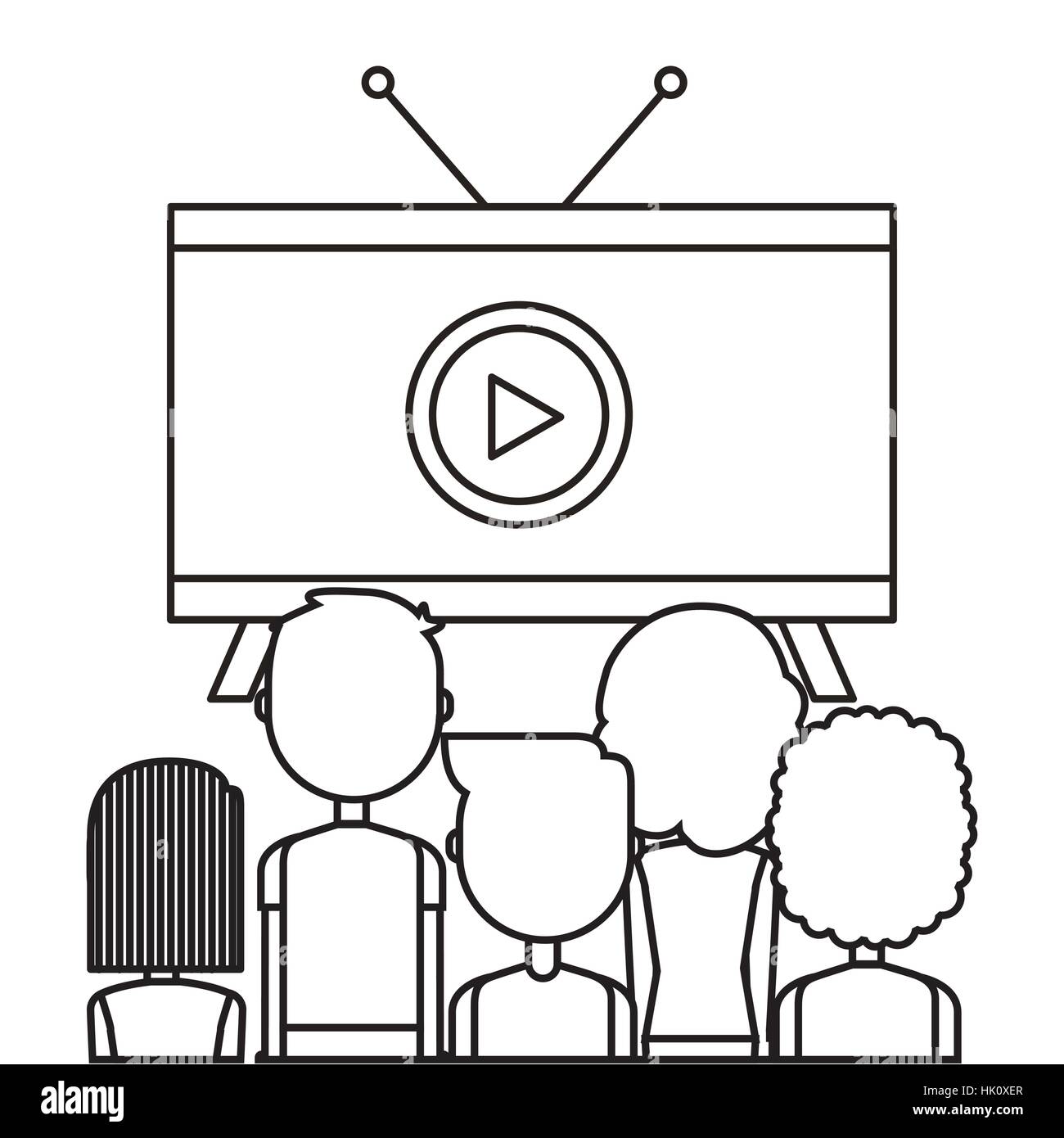 people watching video over white background. vector illustration Stock ...