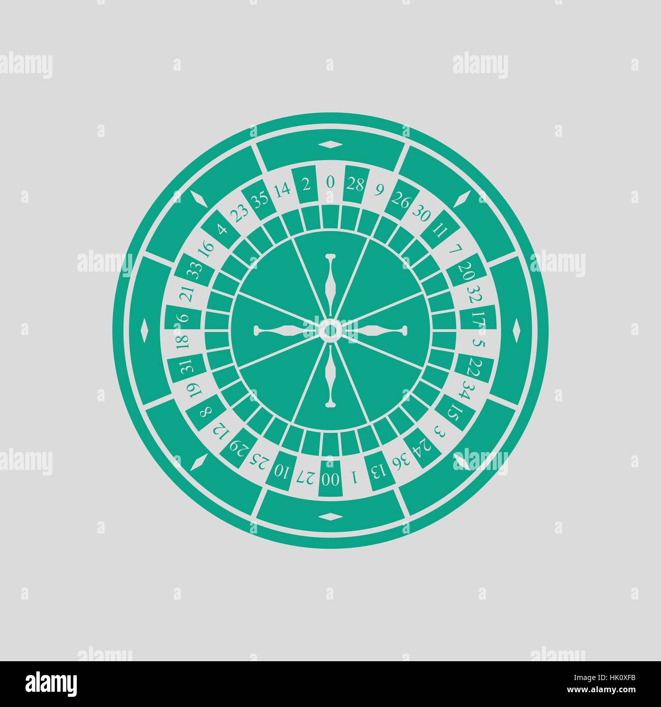 Roulette wheel icon. Gray background with green. Vector illustration ...