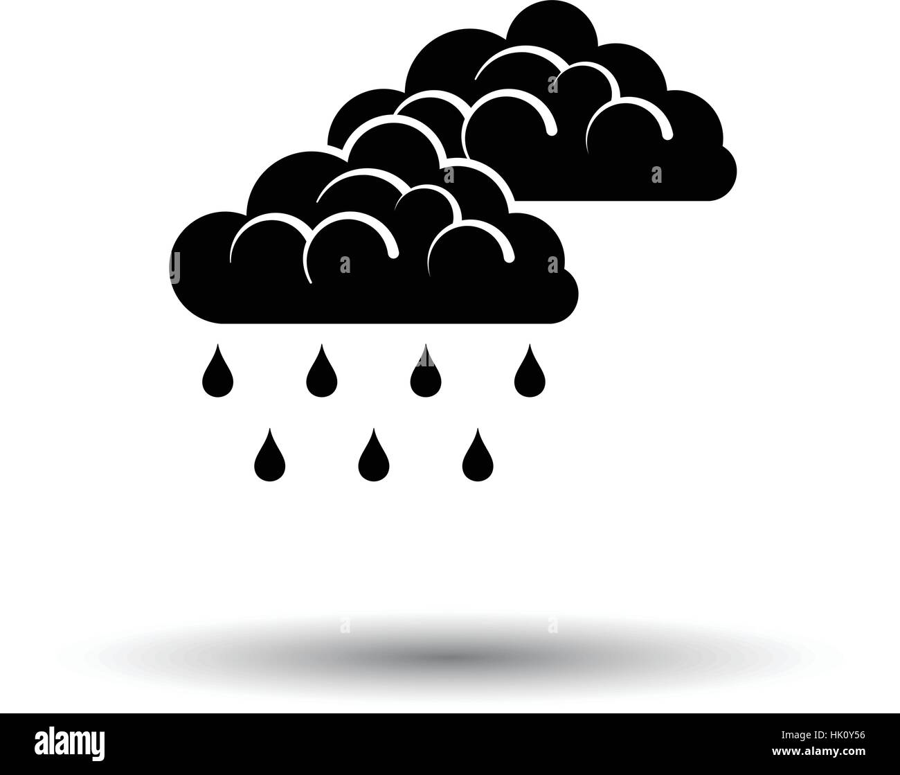 Rain icon. White background with shadow design. Vector illustration ...