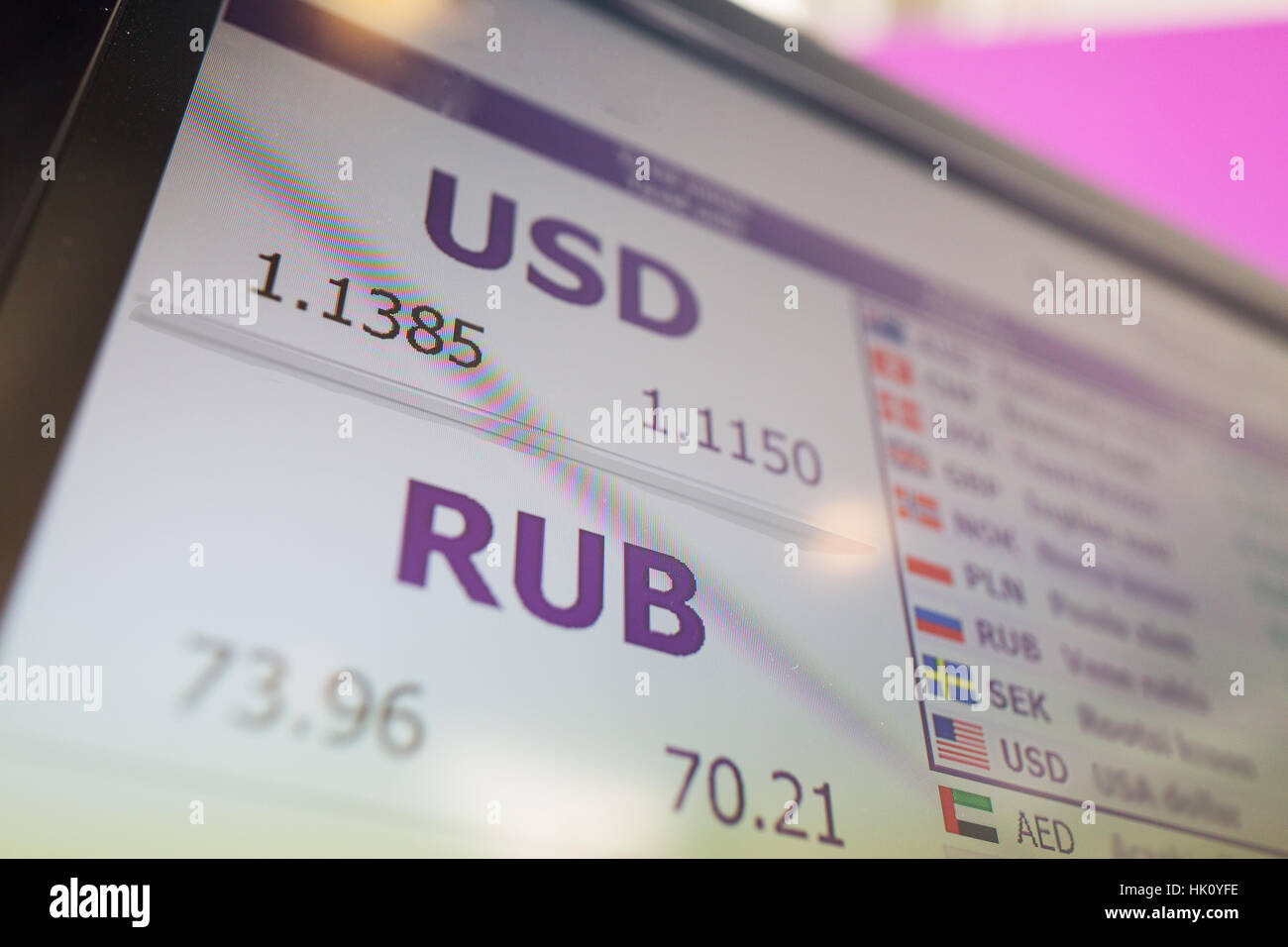 Currency exchange rate screen dollar hi-res stock photography and ...