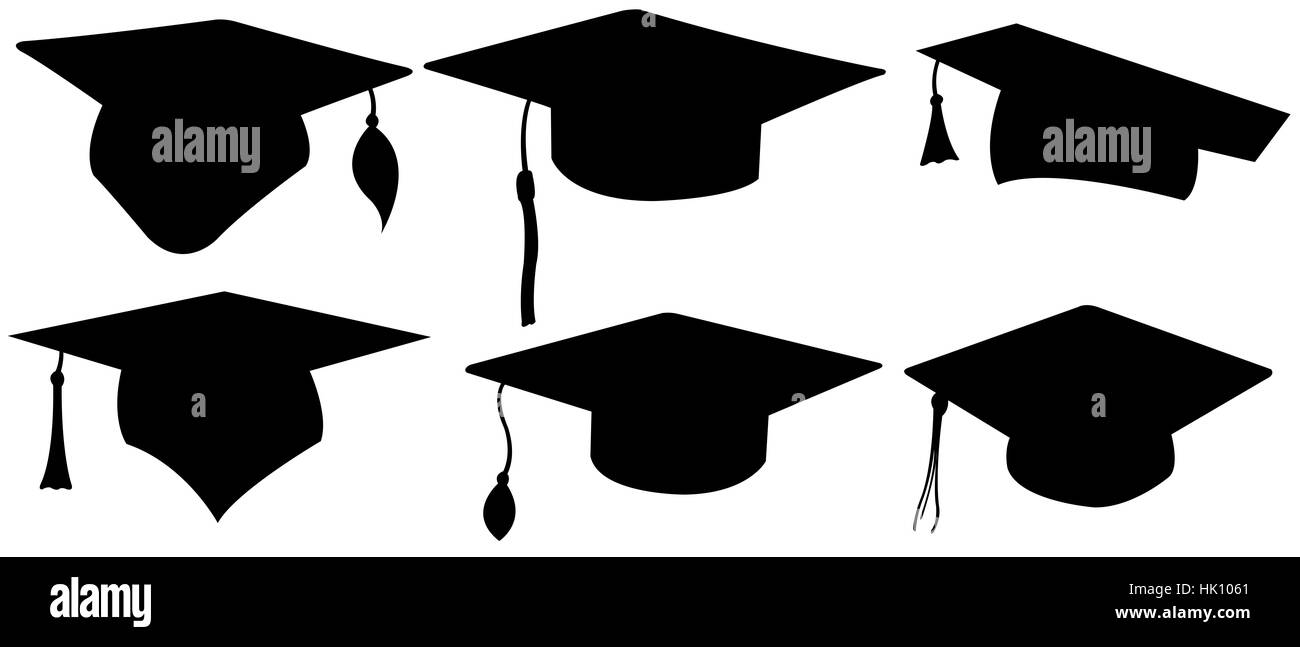Set of different graduation hats Stock Photo - Alamy