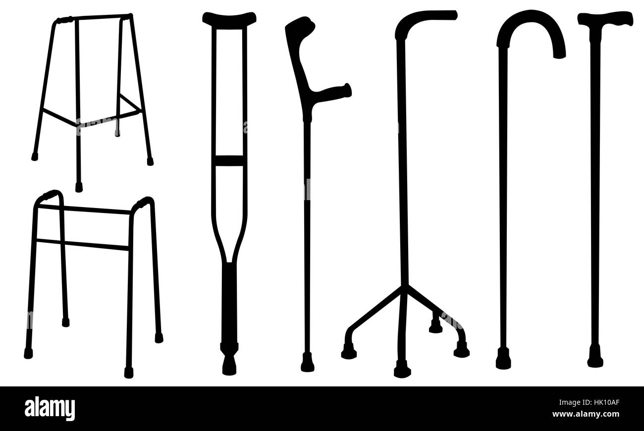 Crutches for mobility assistance Black and White Stock Photos & Images ...
