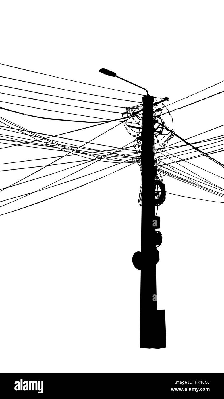 Illustration of electric pole isolated Stock Photo - Alamy