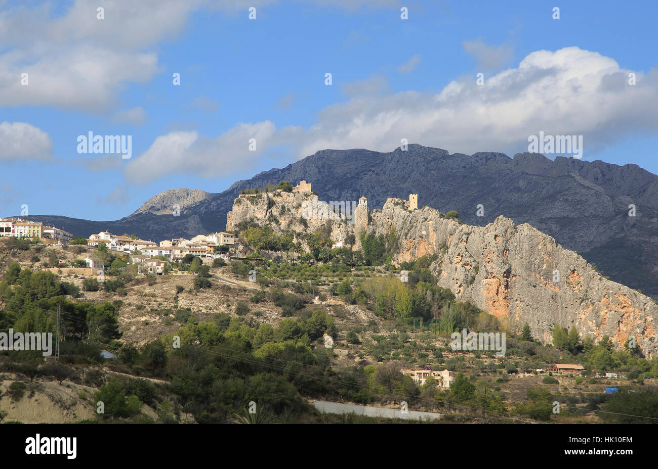 Hilltop castle and village, El Castell de Guadalest, Alicante province ...