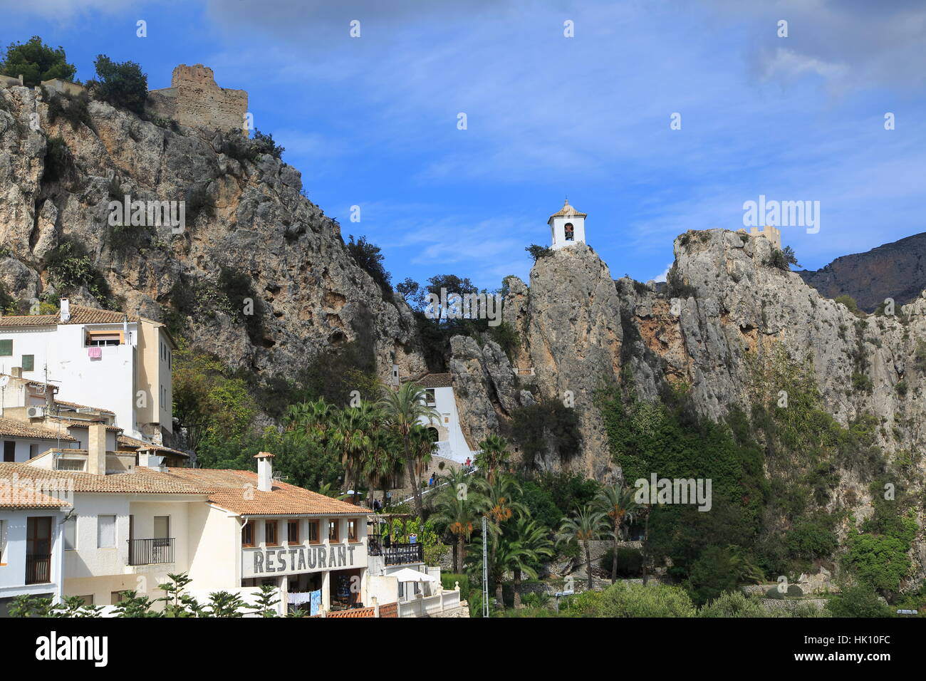 Hilltop castle and village, El Castell de Guadalest, Alicante province ...