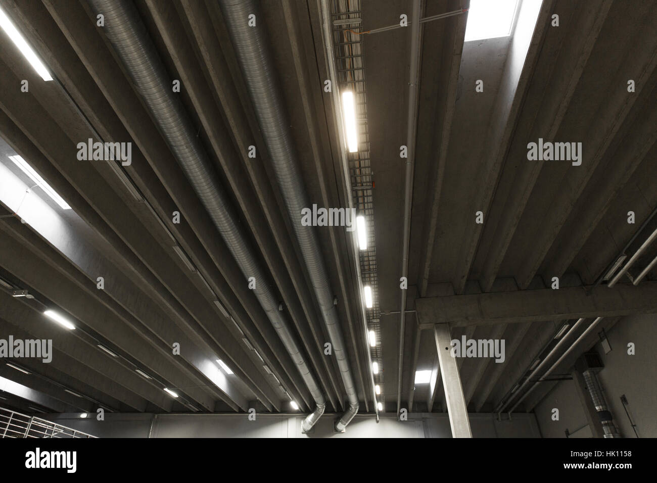 warehouse ceiling with lamps Stock Photo - Alamy