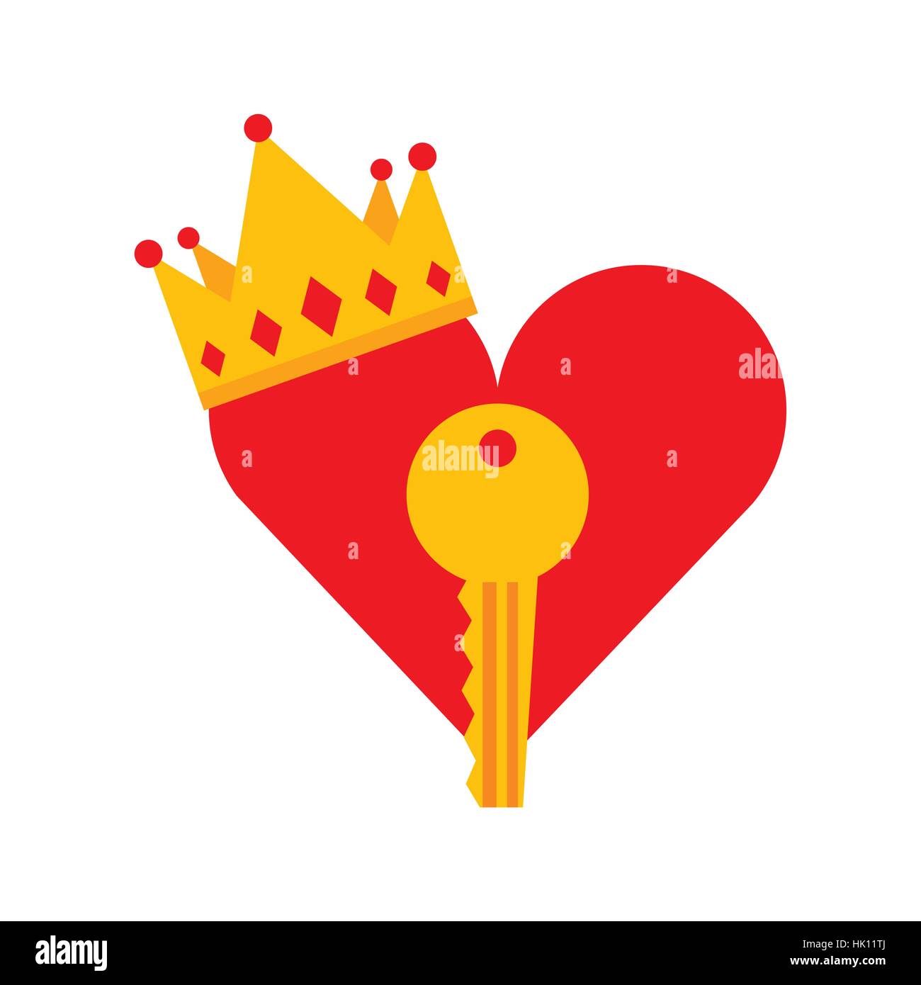 heart with key and crown icon over white background. colorful design ...