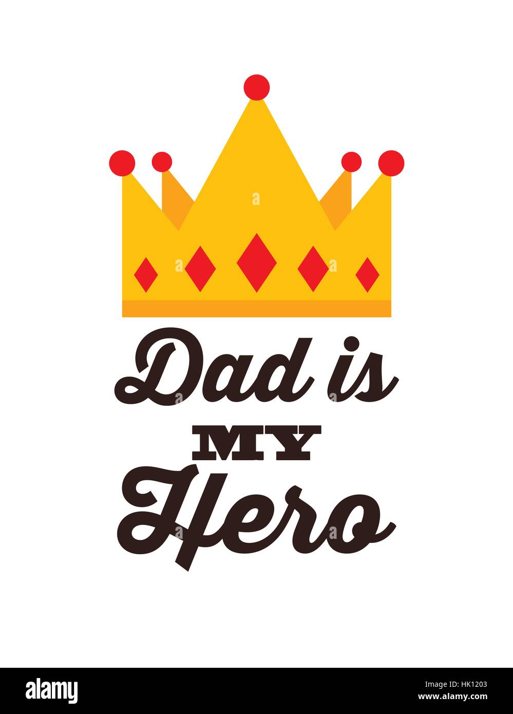 happy father's day card with crown icon over white background. colorful ...