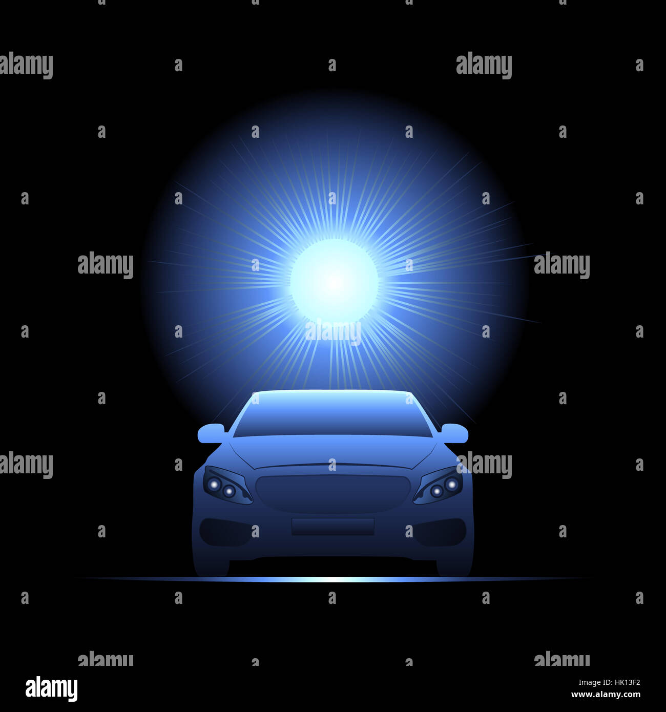 Passenger car illuminated by bright light. Photo illustration Stock ...