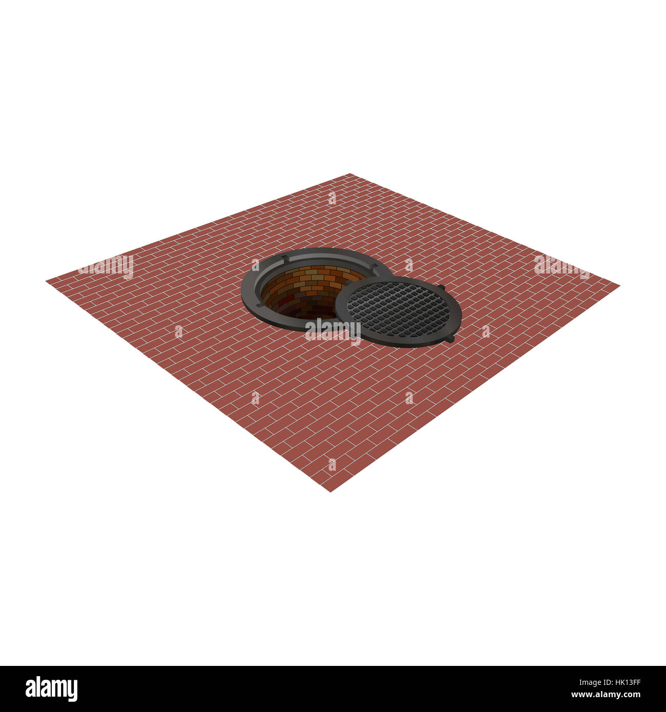 Open the hatch on the pavement. Photo illustration Stock Photo - Alamy
