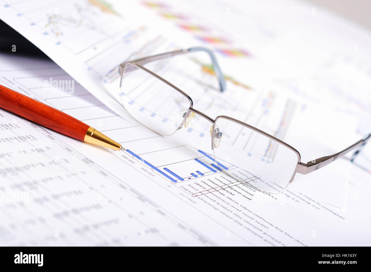 Charts, diagrams, tables. Workplace for the business person Stock Photo ...