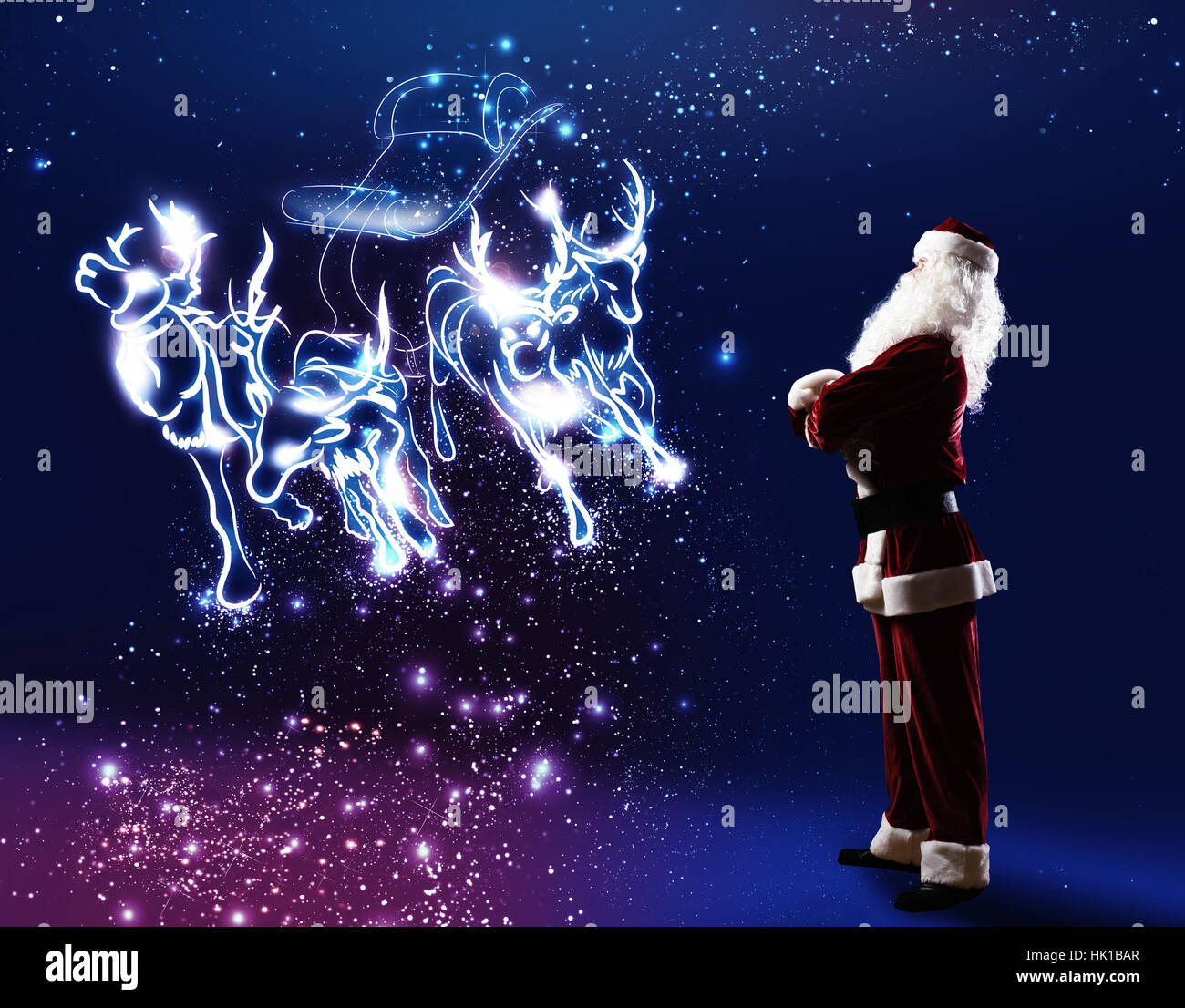 Santa claus in flying sledge hi-res stock photography and images - Alamy