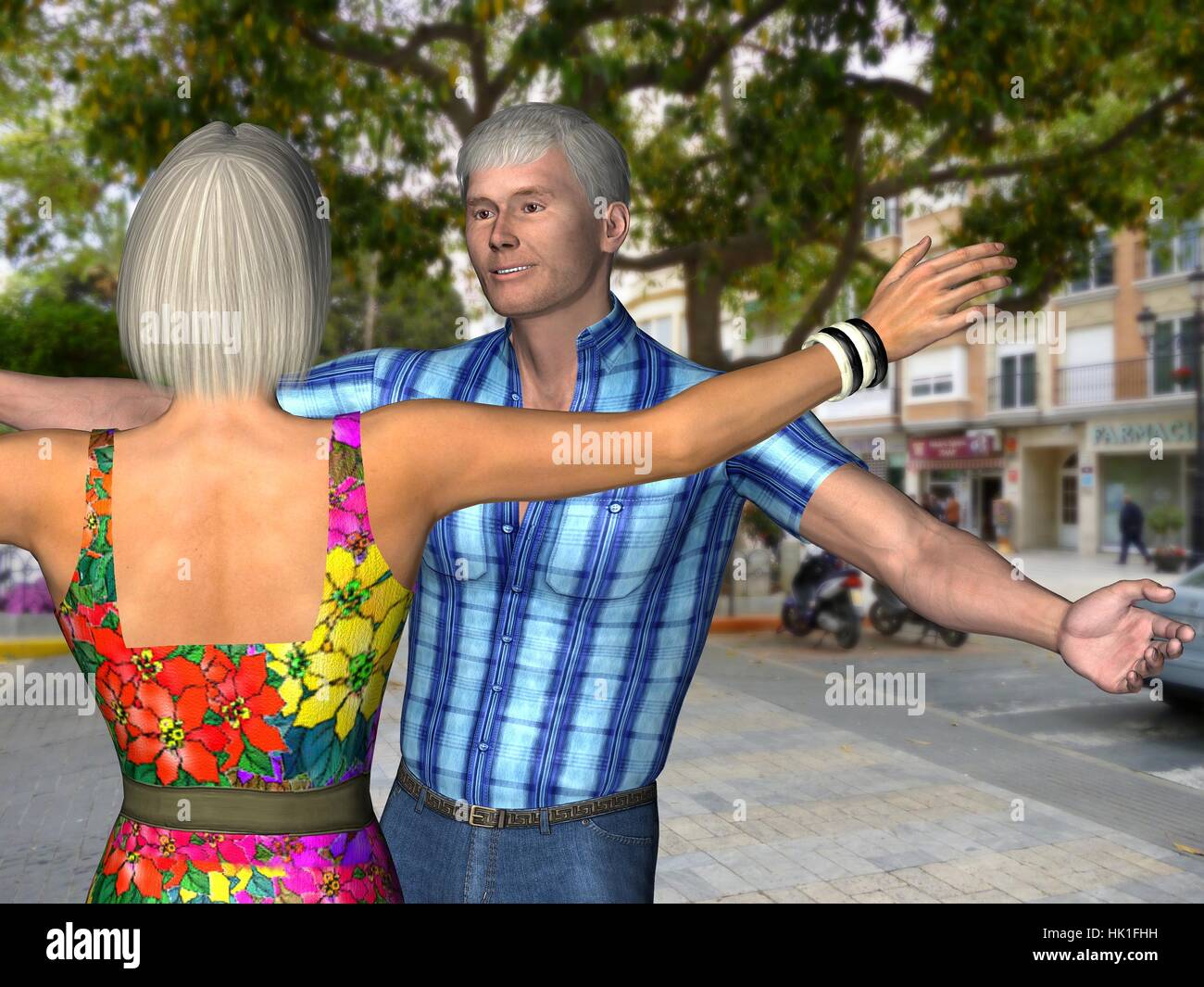 two elderly meet again Stock Photo - Alamy