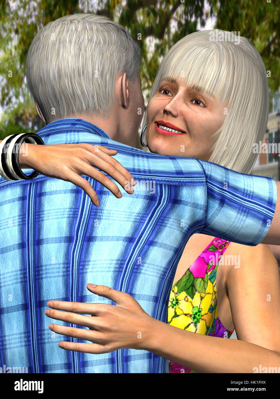 two elderly meet again Stock Photo - Alamy