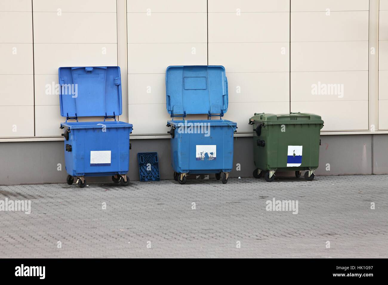 blue, trash, container, litter, bin, waste, squandering, containers ...