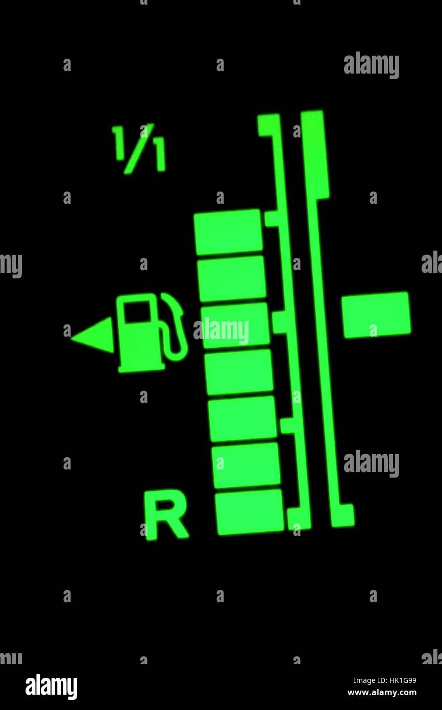 Fuel indicator on the dashboard of a car Stock Photo - Alamy