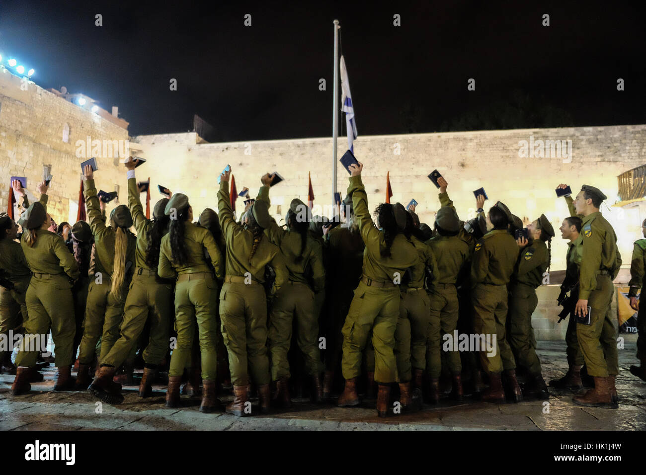 Jerusalem, Israel. 25th January, 2017. IDF soldiers celebrate their ...