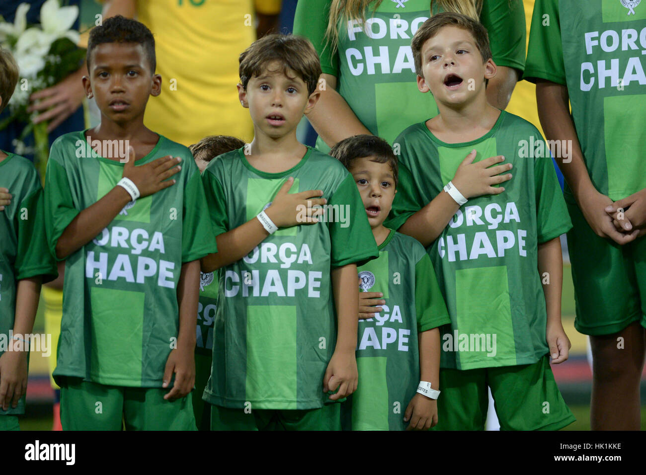 Rio De Janeiro, Brazil. 25th Jan, 2017. Children singing the National ...