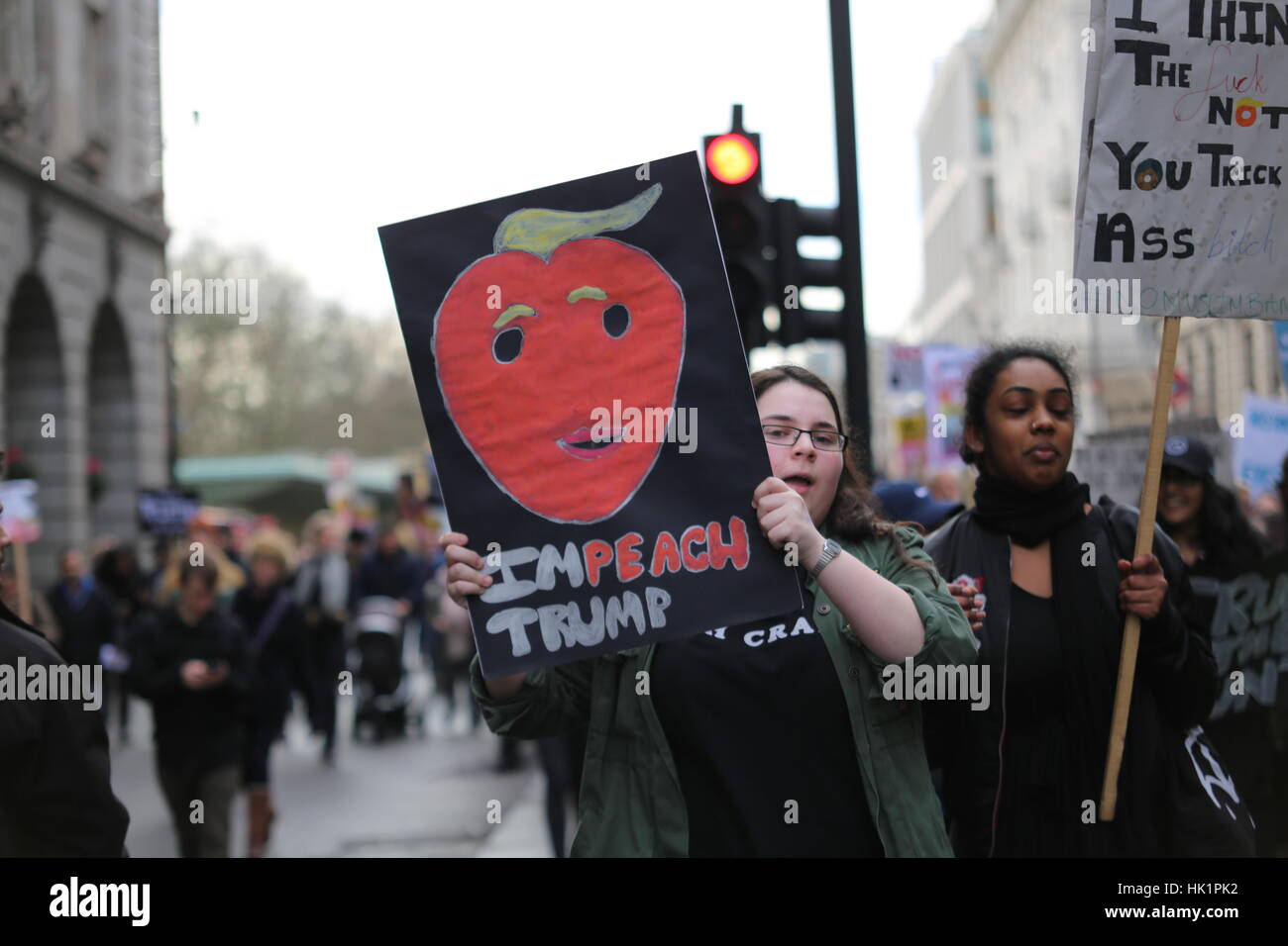 London, UK. 4th February, 2017. Impeach Trump placard. A protest at the ...