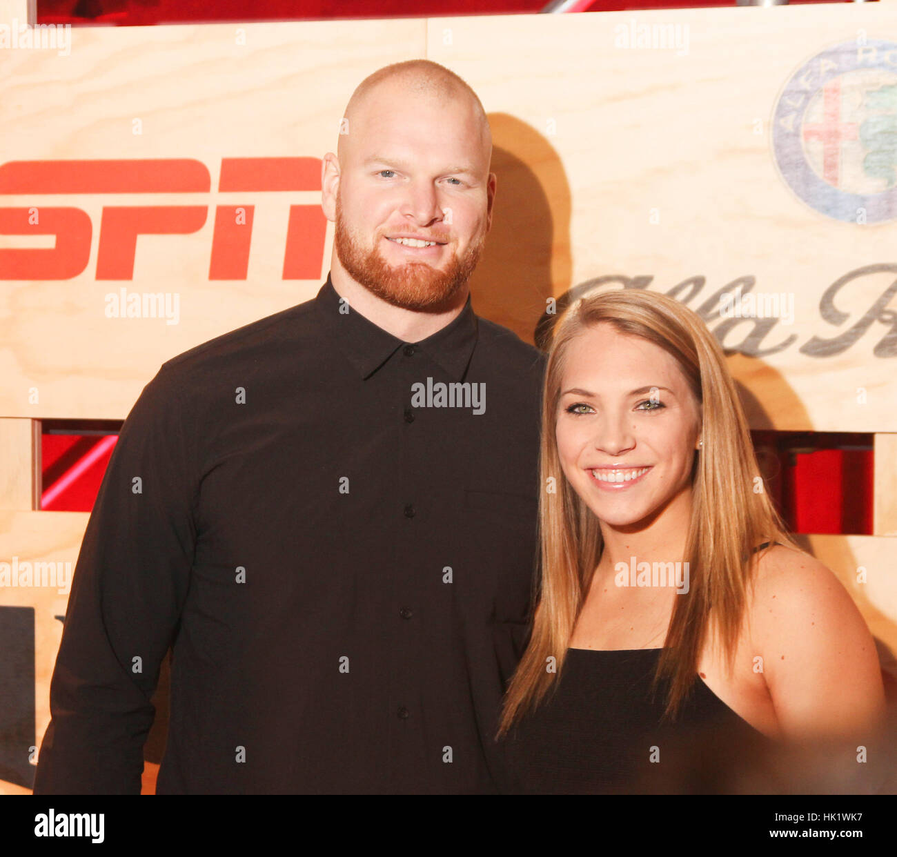 Houston, USA. 3rd Feb, 2017. NFL player Trent Murphy (L) attends ESPN ...