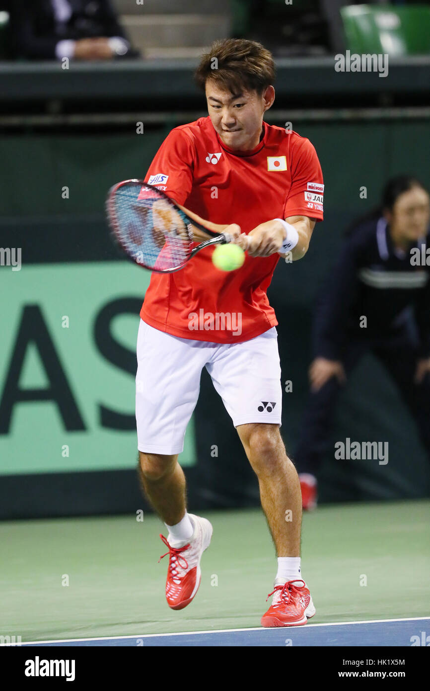 Ariake Coliseum, Tokyo, Japan. 3rd Feb, 2017. Yoshihito Nishioka (JPN) during the BNP Paribas ...