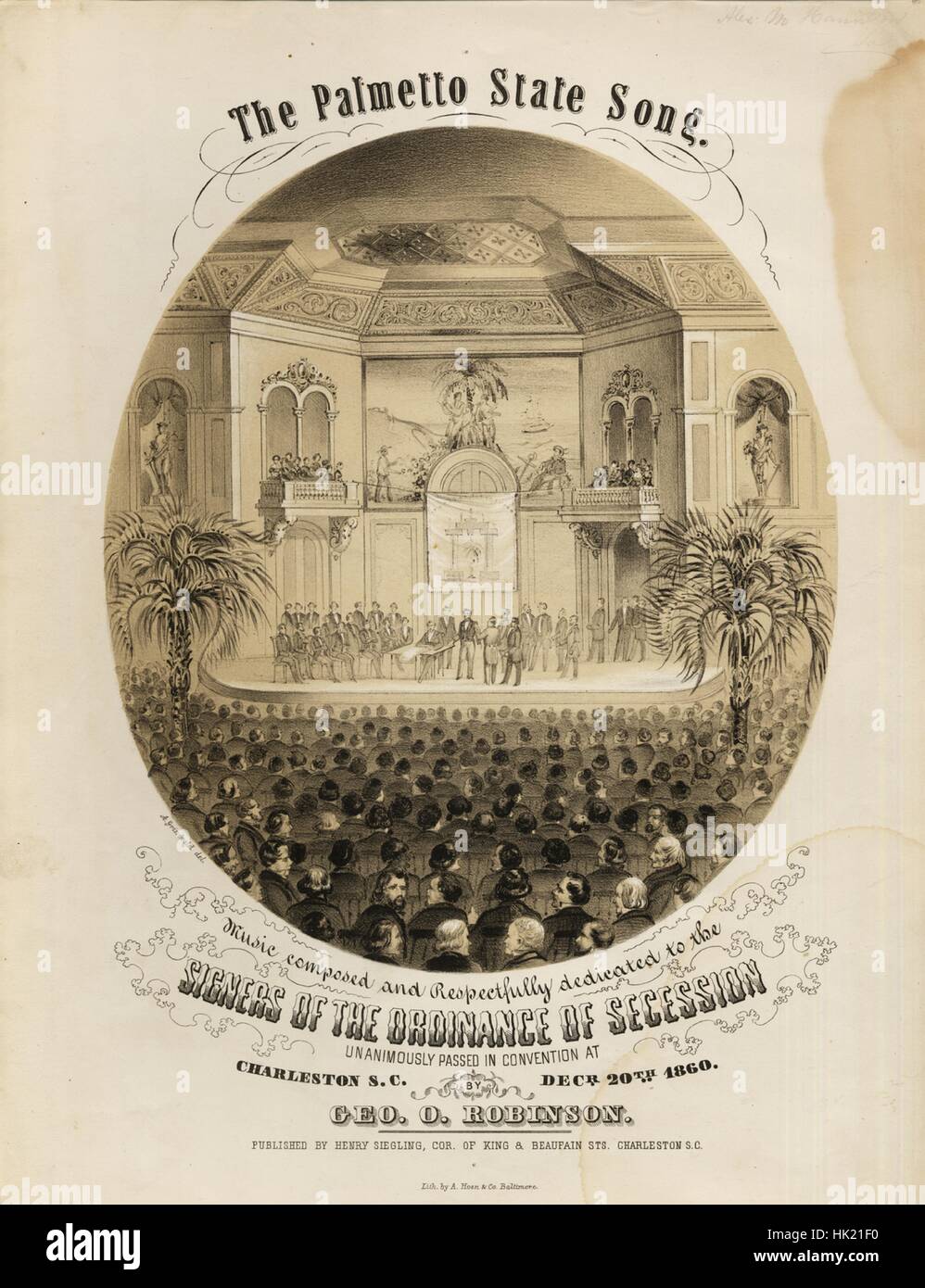 Sheet music cover image of the song 'The Palmetto State Song', with ...