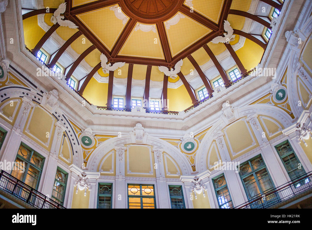 Ceiling, of Tokyo Station, dome in the main hall, Marunouchi, Tokyo ...