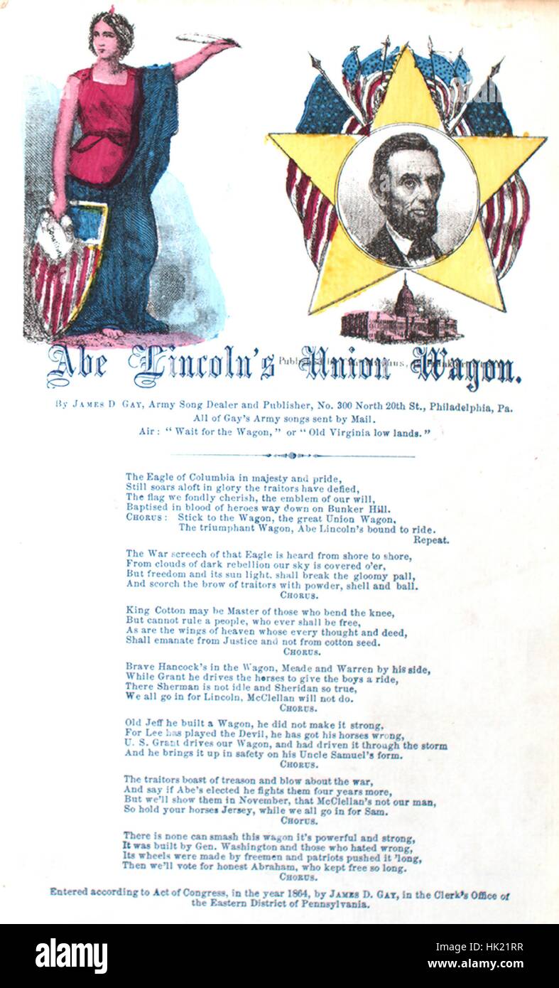 Sheet music cover image of the song 'Song Sheet Abe Lincoln's Union ...
