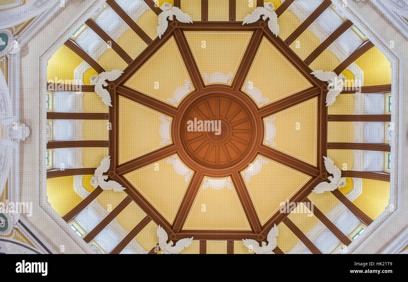 Ceiling, of Tokyo Station, dome in the main hall, Marunouchi, Tokyo ...