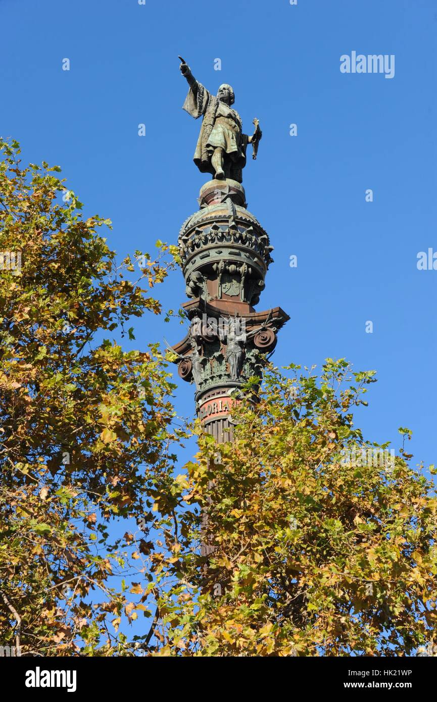 columbus - colon monument - barcelona - spain Stock Photo - Alamy