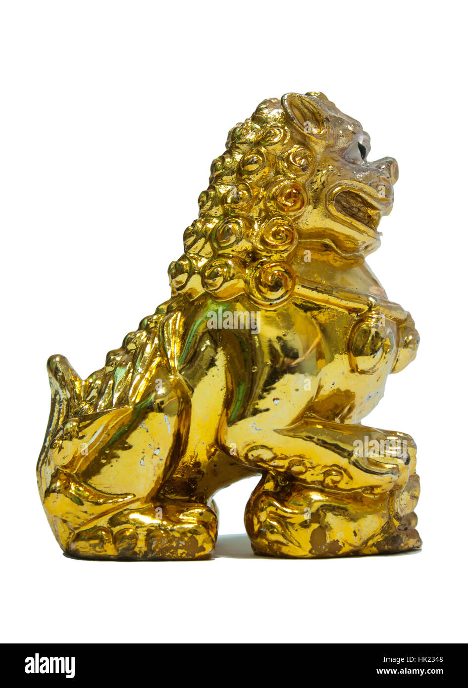 Side-View Of Chinese Golden Lion Stock Photo - Alamy