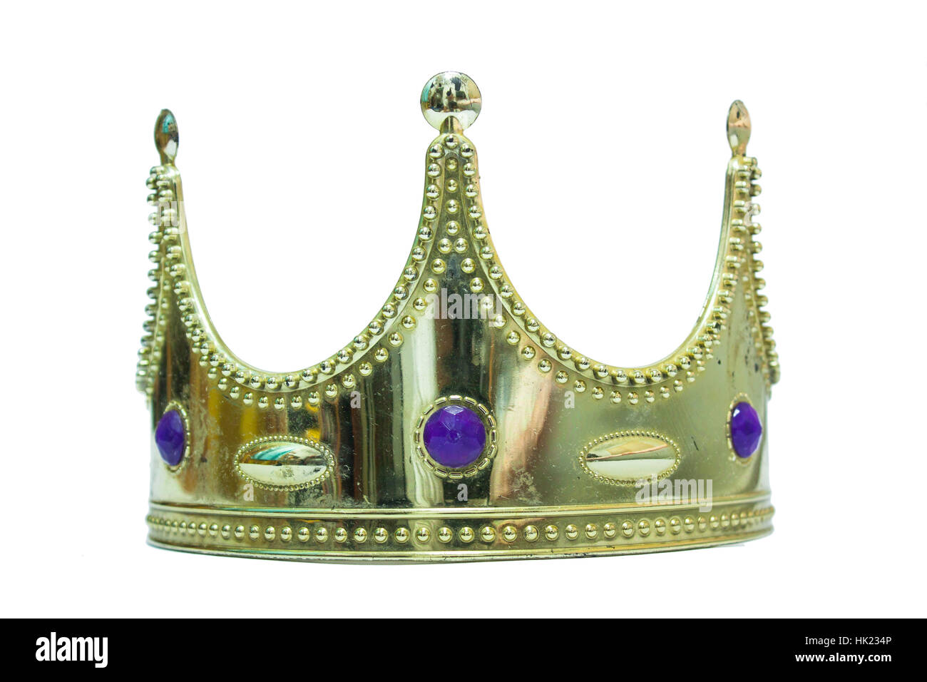 Front-View Golden Toy Crown Isolation Stock Photo - Alamy