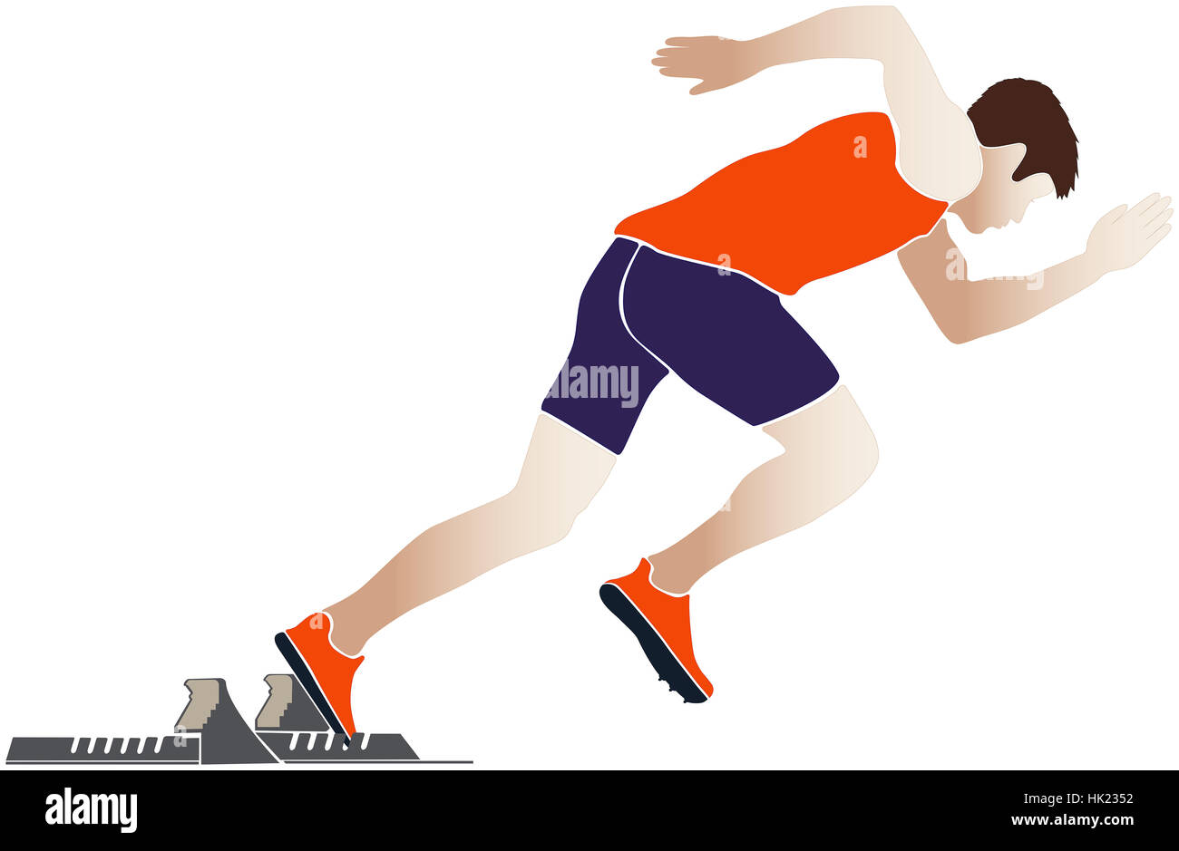 start sprinter athlete runner starting blocks vector illustration Stock ...