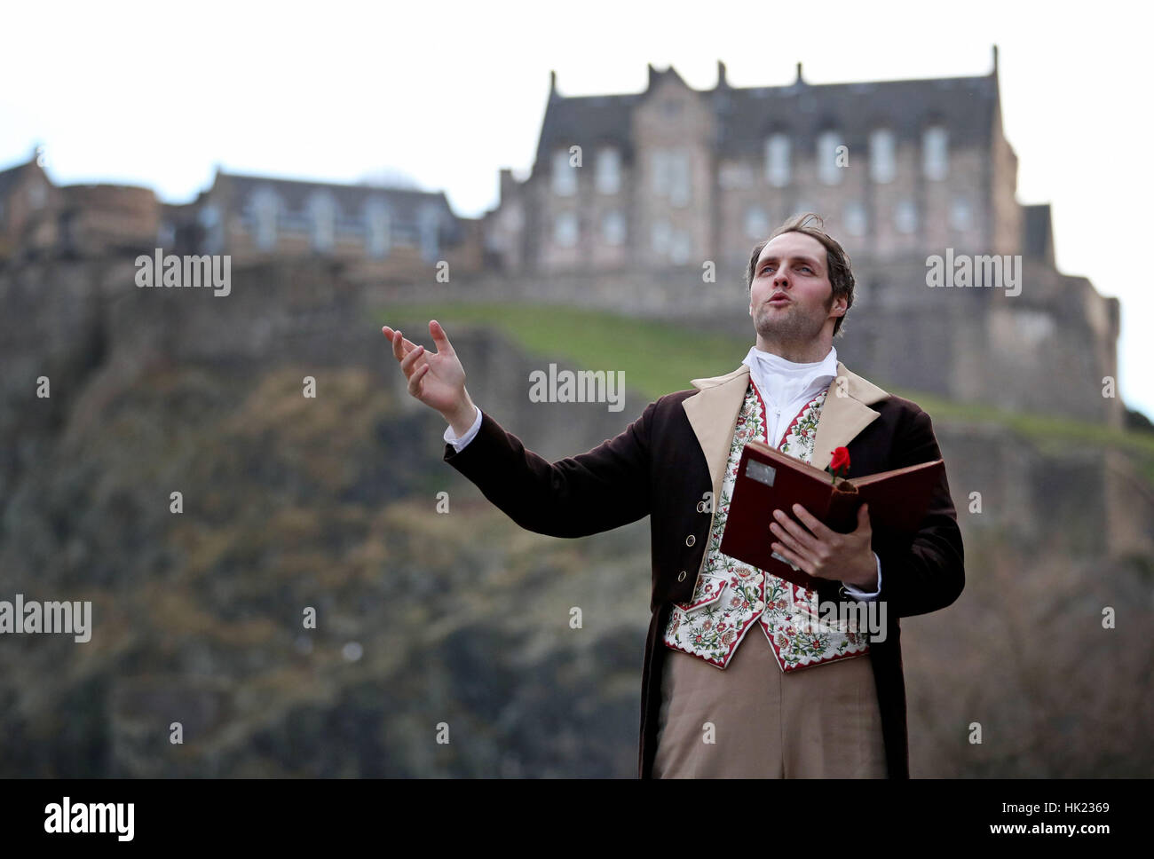 Actor Gareth Morrison, dressed as Robert Burns, reads the poetry of ...