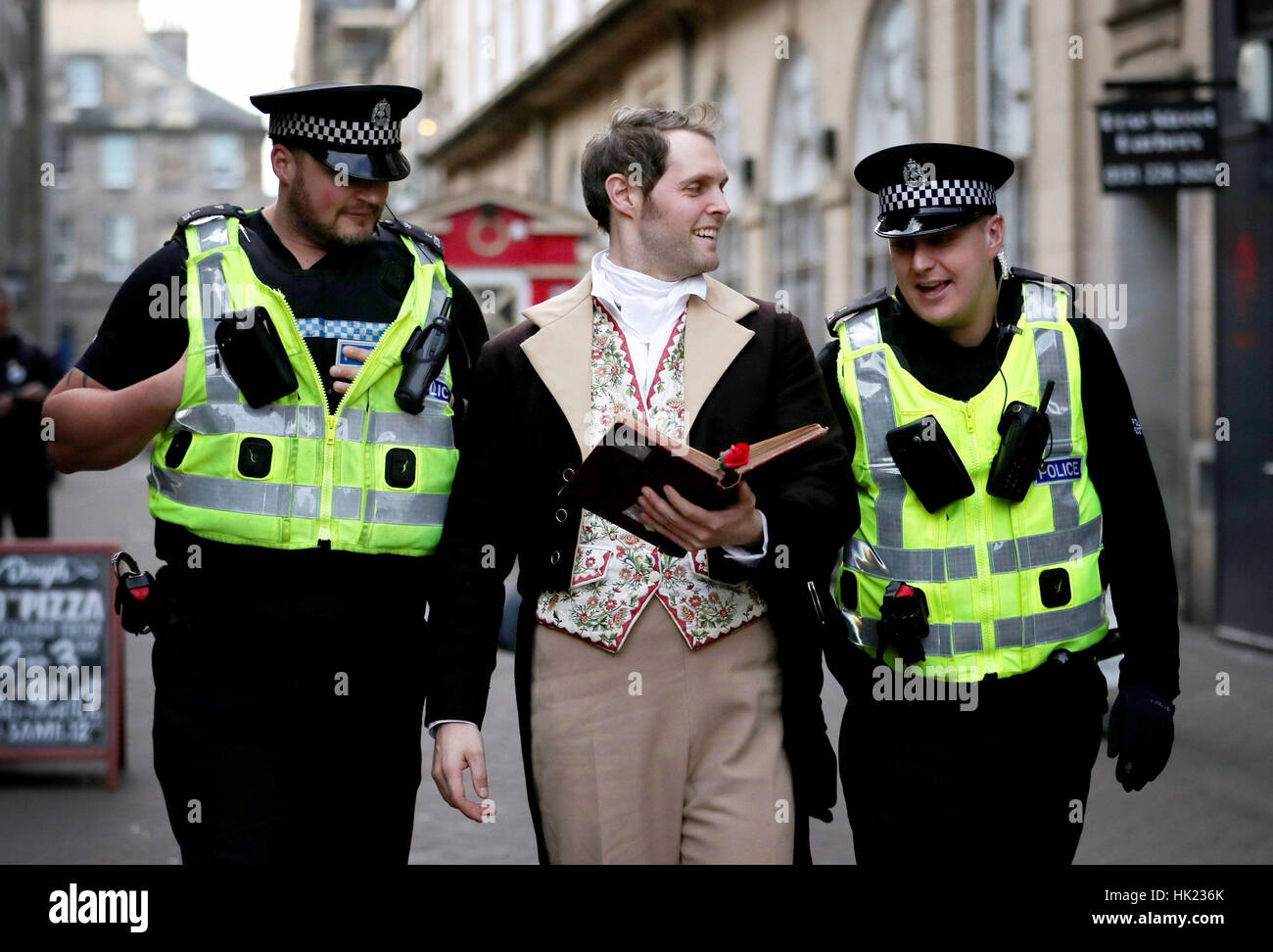 Actor Gareth Morrison, dressed as Robert Burns, reads the poetry of ...