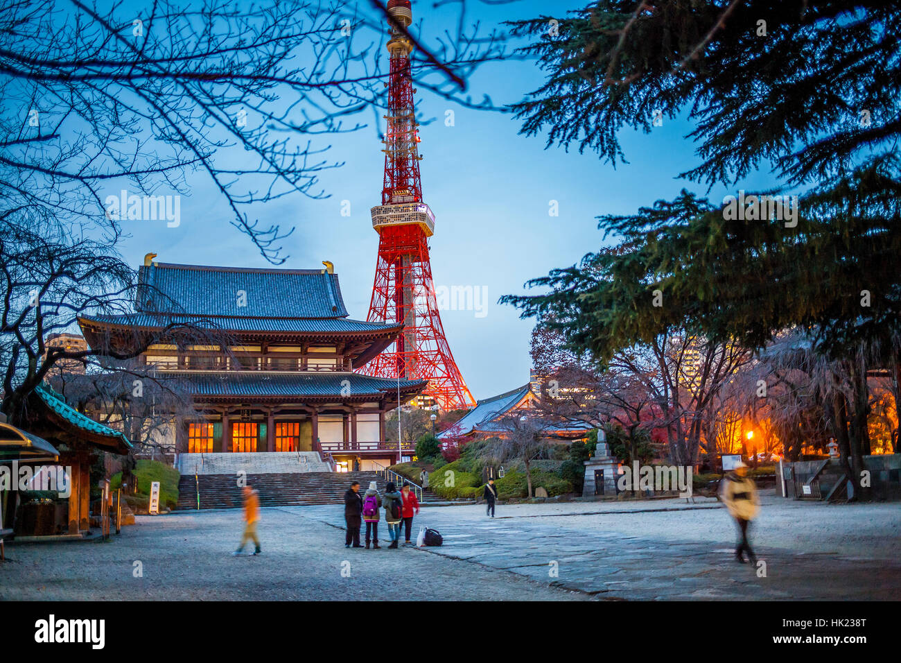 Townscape, Zojoji Temple and Tokyo Tower, Tokyo, Japan Stock Photo - Alamy
