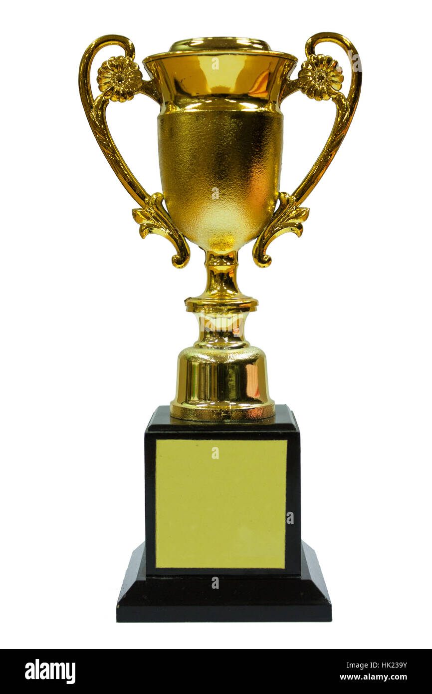 Beautiful Golden Trophy With Base Stock Photo - Alamy