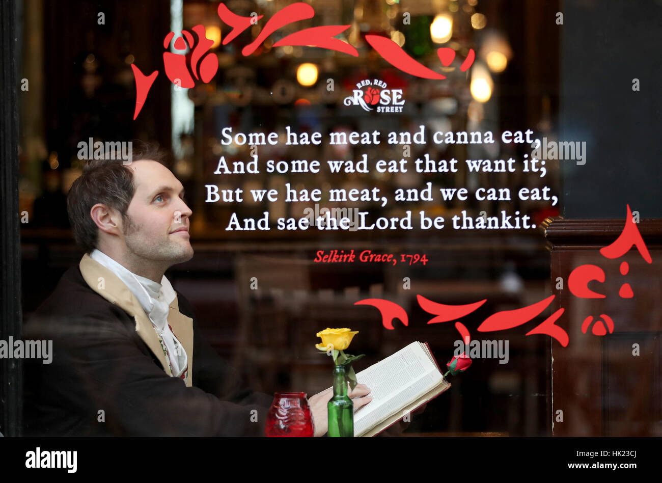 Actor Gareth Morrison, dressed as Robert Burns, reads the poetry of ...