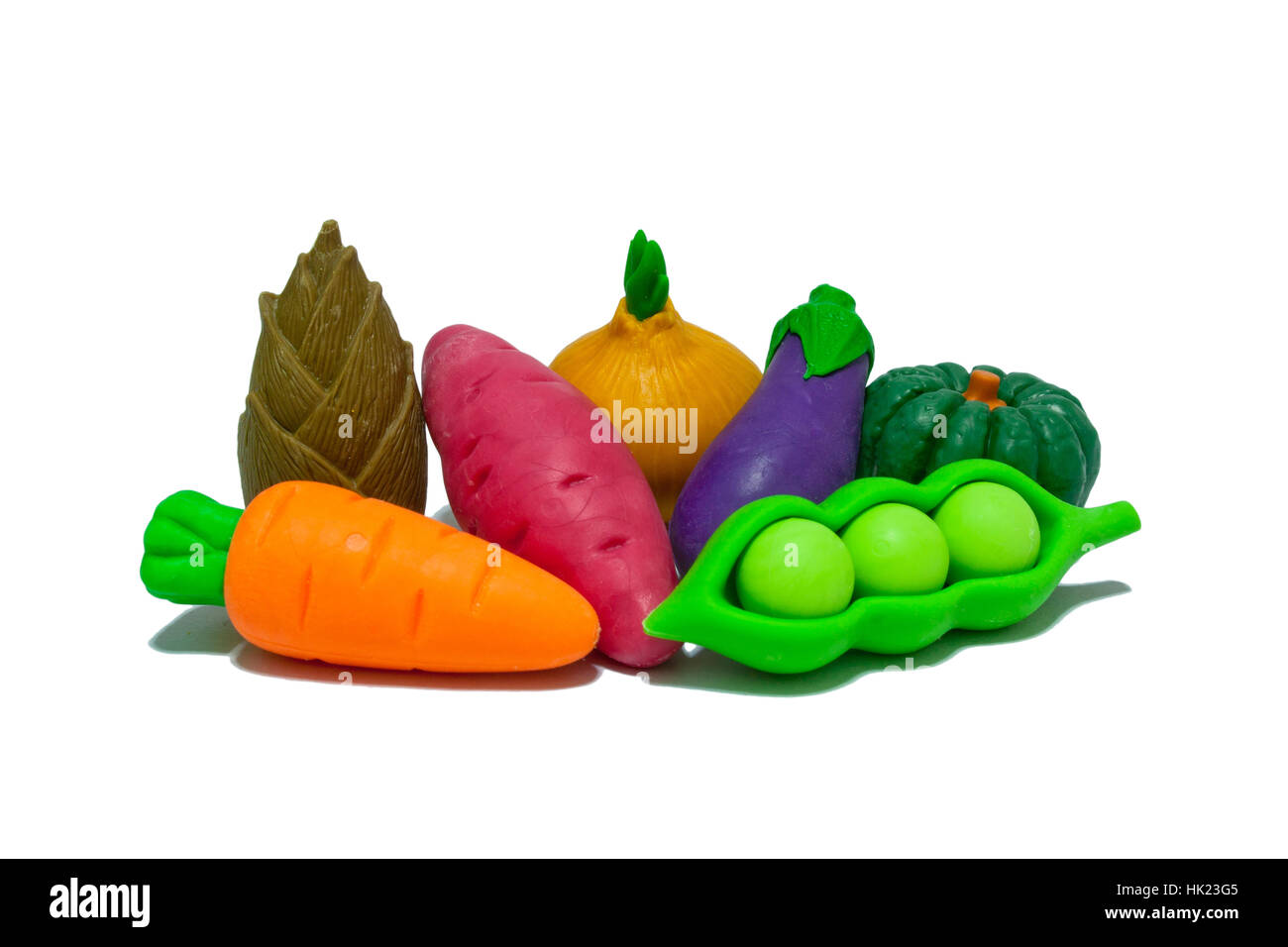 Clay Rubber Vegetables In Isolation Stock Photo - Alamy