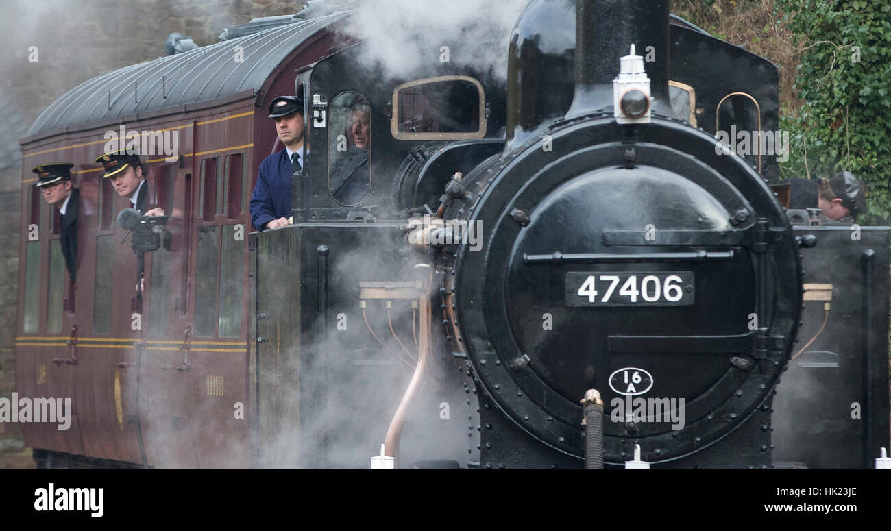 The Prince of Wales travels in the cab of a steam locomotive as he ...