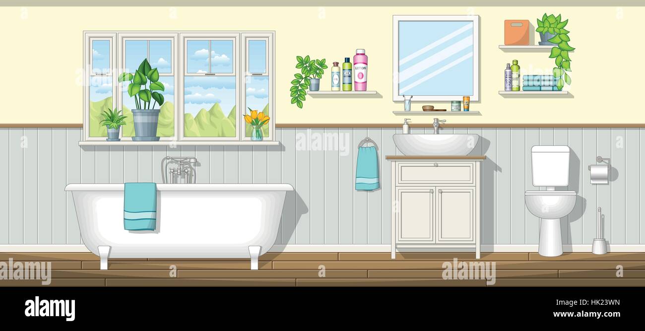 Illustration of a bathroom Stock Vector Image & Art - Alamy