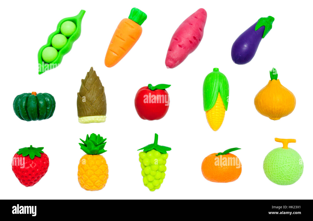 Clay Rubber Fruits And Vegetables No Shadow Isolation Stock Photo - Alamy