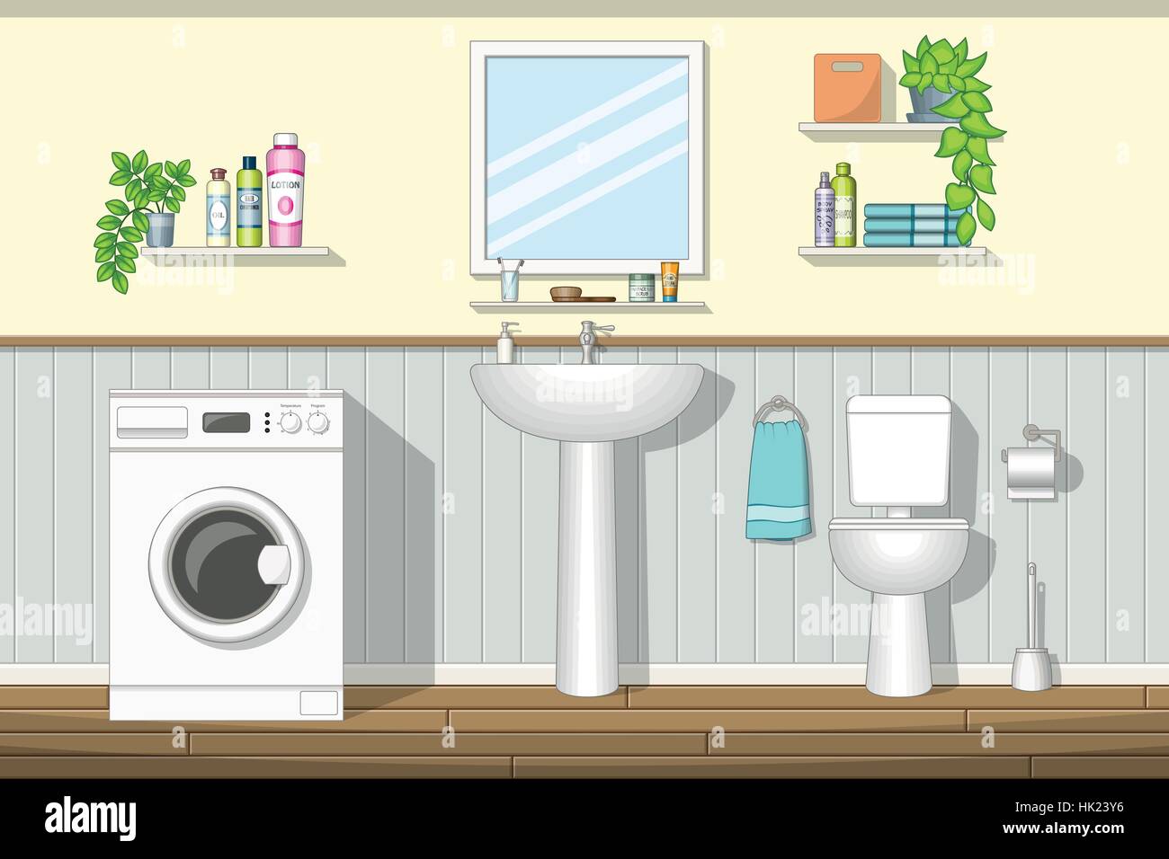 Bathroom bathtub washing machine Stock Vector Images - Alamy