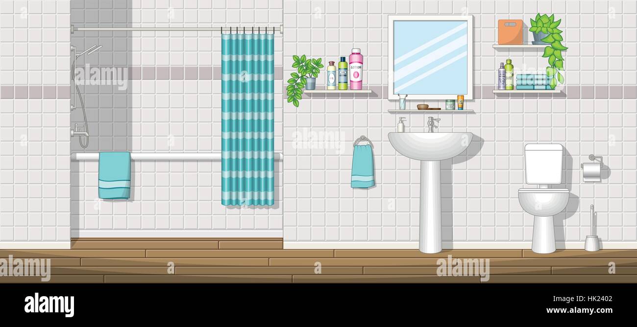 Illustration of a bathroom Stock Vector Image & Art - Alamy