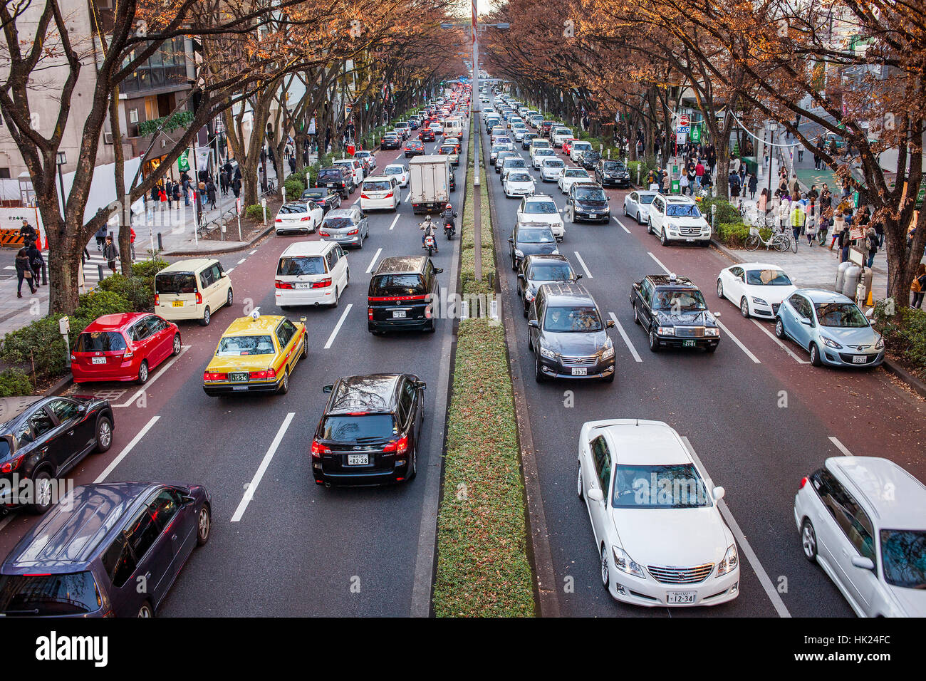 Townscape, Aerial view, Traffic, in Omotesando Avenue, Tokyo, Japan ...