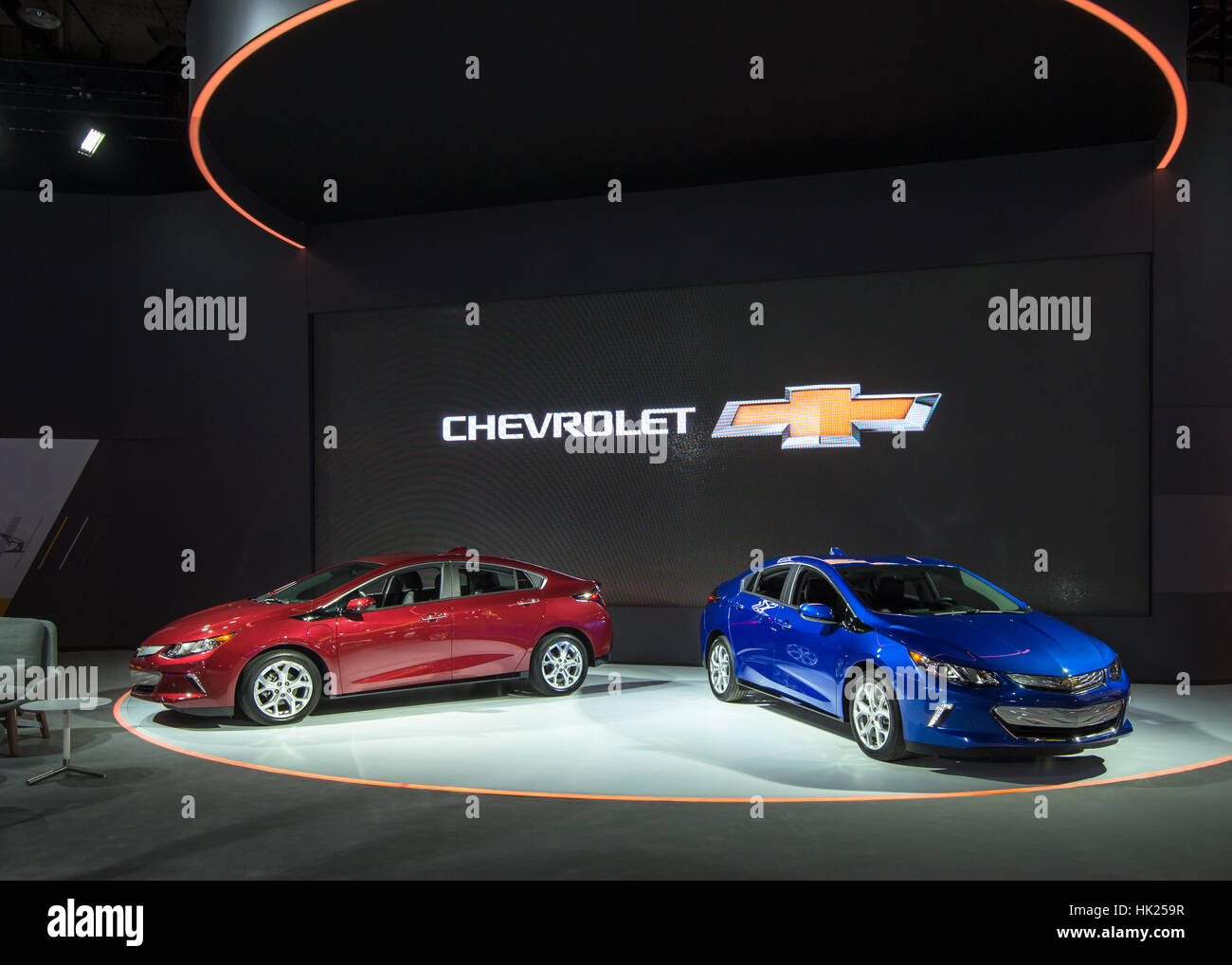 Two 2017 Chevrolet Volt cars at the North American International Auto ...
