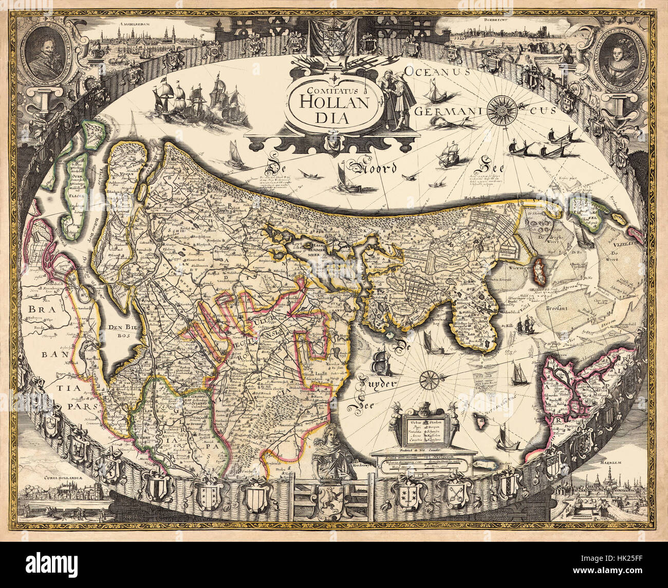 Map Of Holland 1630 Stock Photo - Alamy