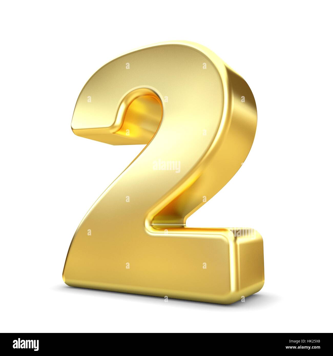 3d gold metal number 2 two isolated white background Stock Photo - Alamy