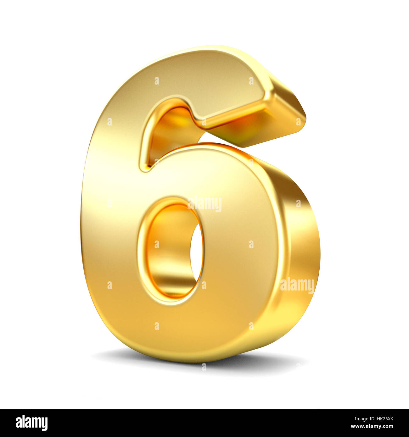 3d gold metal number 6 six isolated white background Stock Photo - Alamy